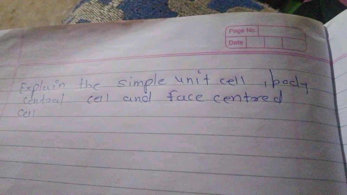 Explain the simple unit cell body central cell and face centred Cell..