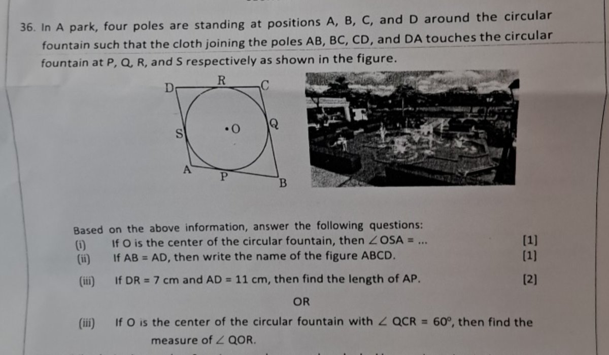 In A park, four poles are standing at positions A , B , C, and D around t..