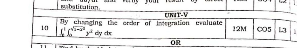 substitution. UNIT-V By changing the order of integration evaluate -3 2 1..