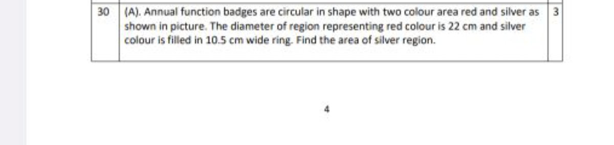 30 (A). Annual function badges are circular in shape with two colour area..
