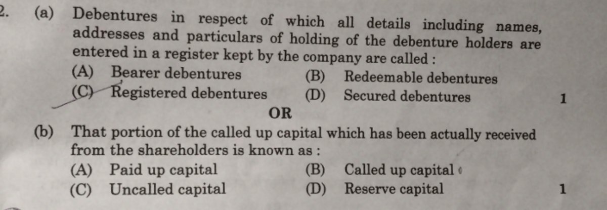 (a) Debentures in respect of which all details including names, addresses..