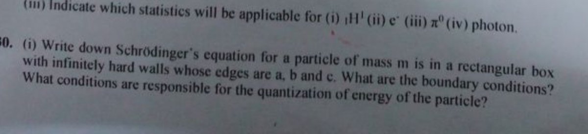 (iii) Indicate which statistics will be applicable for (i) { } ^ { 1 } \m..