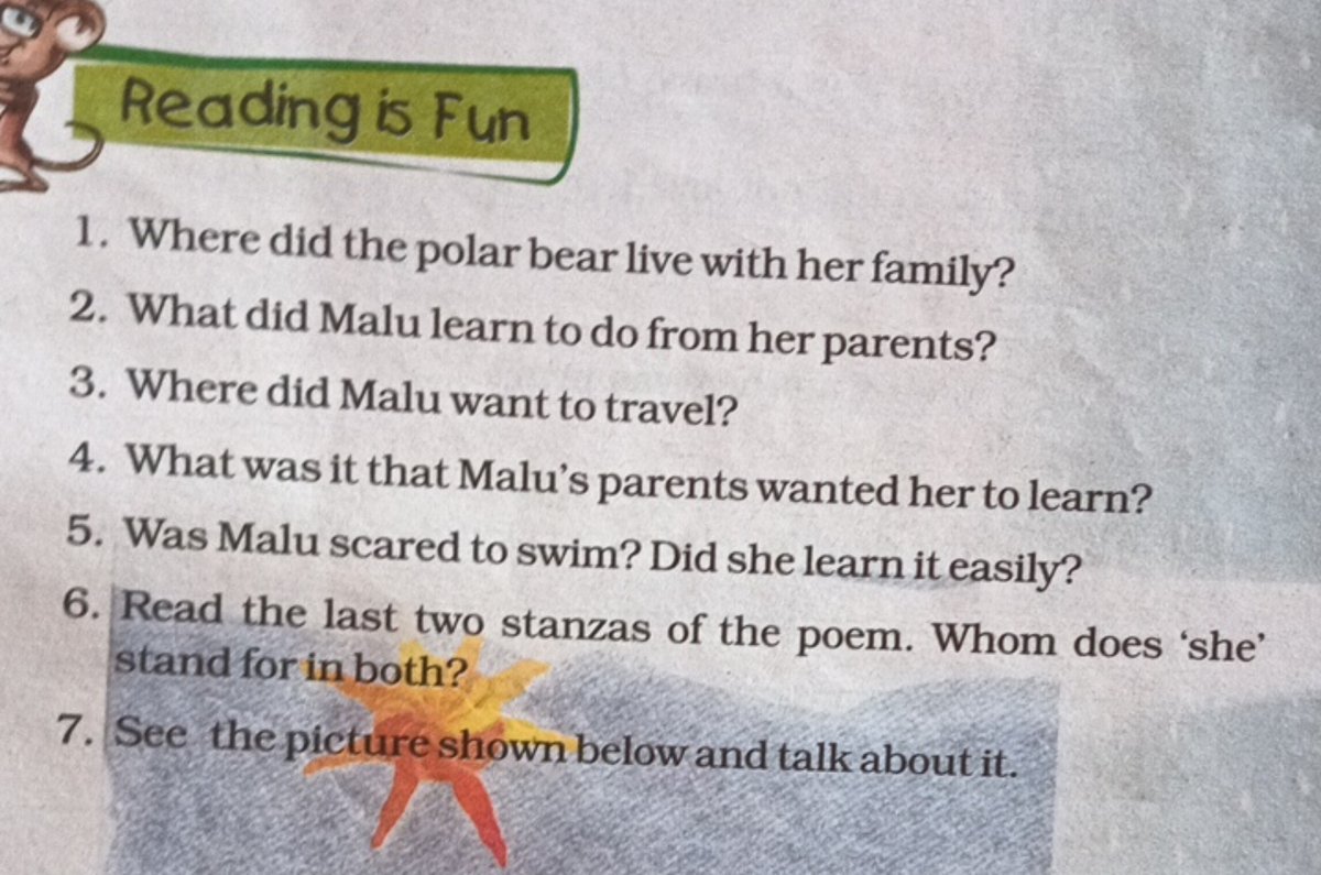 Where did the polar bear live with her family? What did Malu learn to do