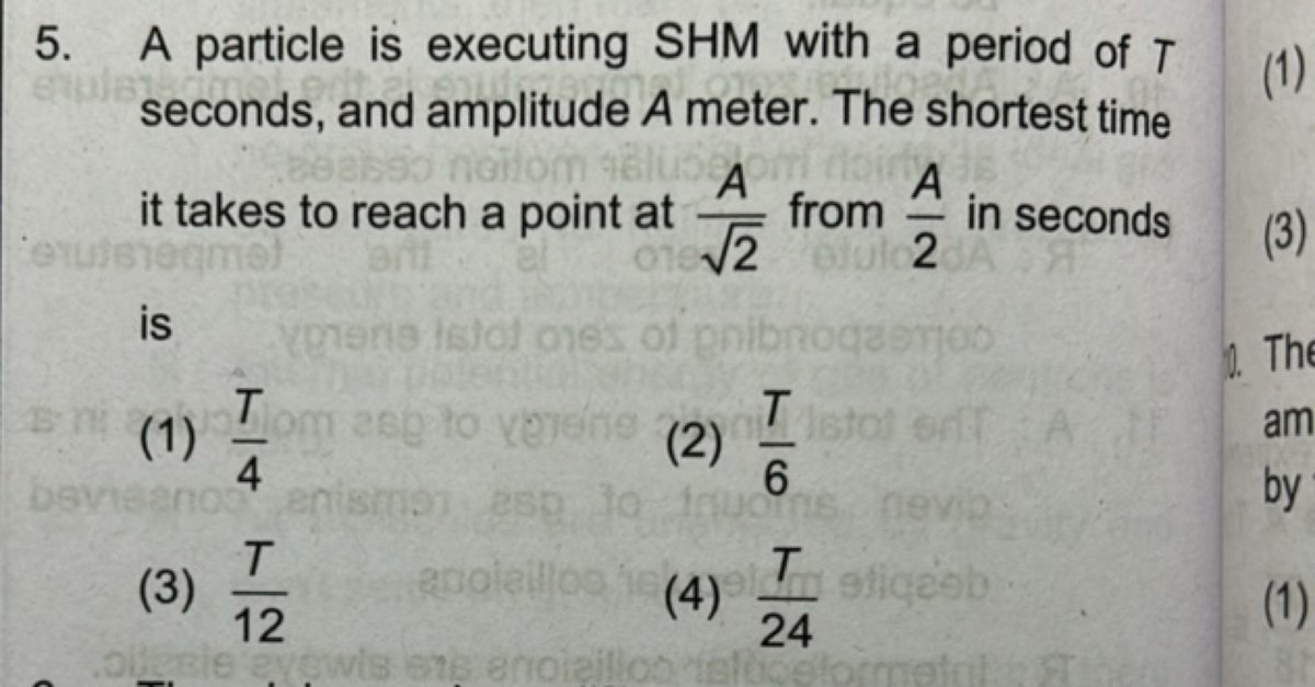 A particle is executing SHM with a period of T seconds, and amplitude A m..