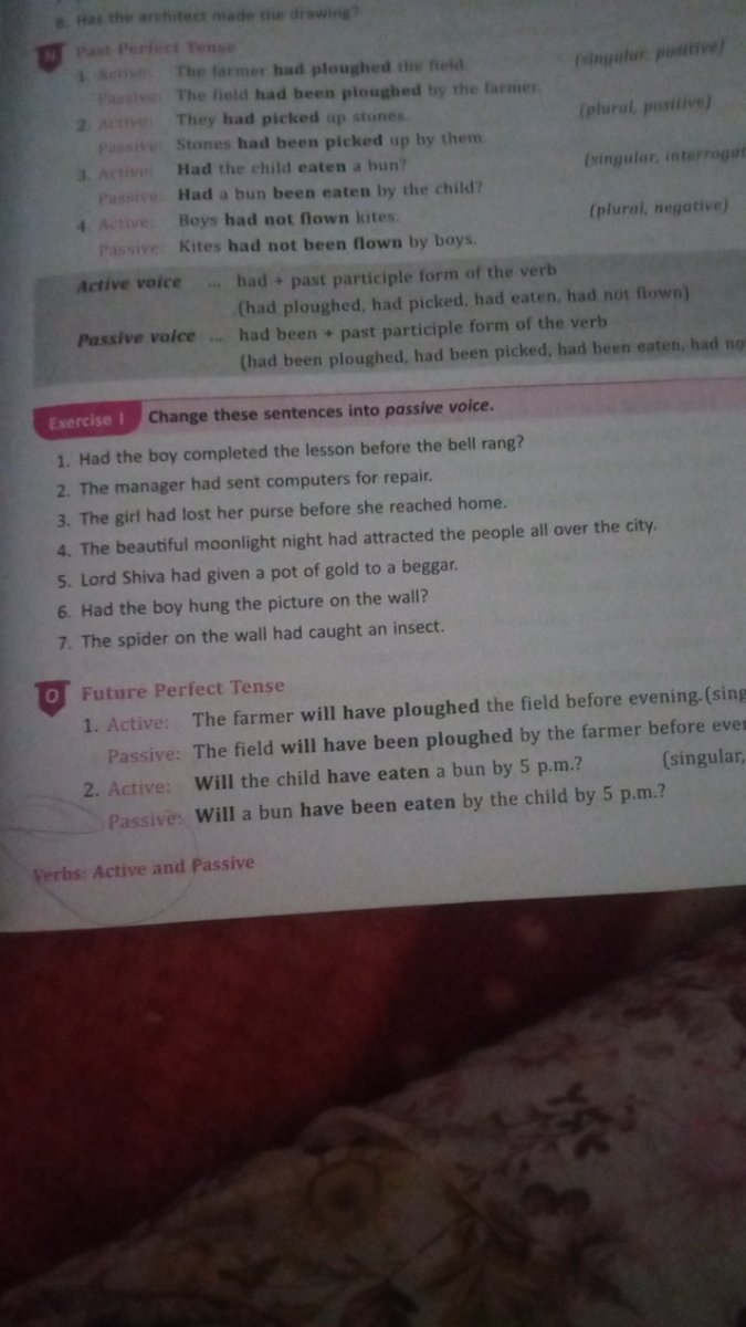 Change these sentences into passive voice. Had the boy completed the les..