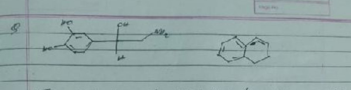 The image shows two chemical structures. The question asks to identify or..