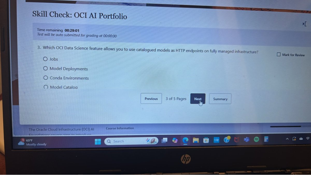 Which OCI Data Science feature allows you to use catalogued models as HTT..