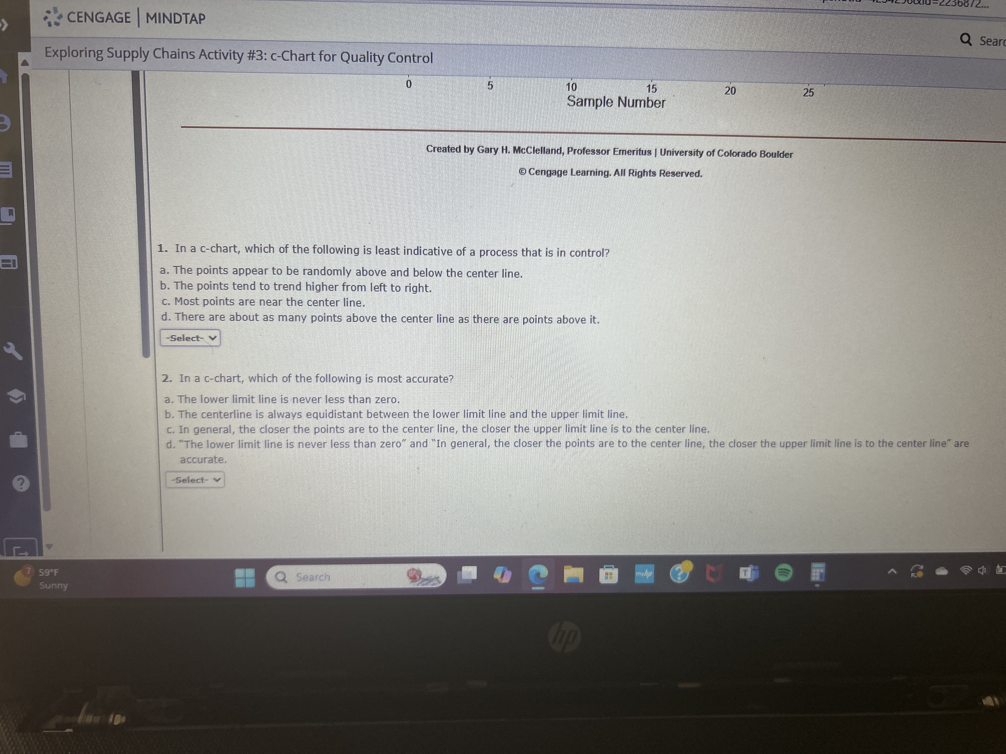 E CENGAGE | MINDTAP Exploring Supply Chains Activity #3: c-Chart for Qual..