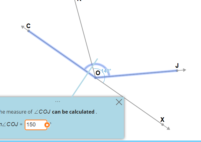 The measure of ∠COJ can be calculated. Given the diagram with angles, fin..