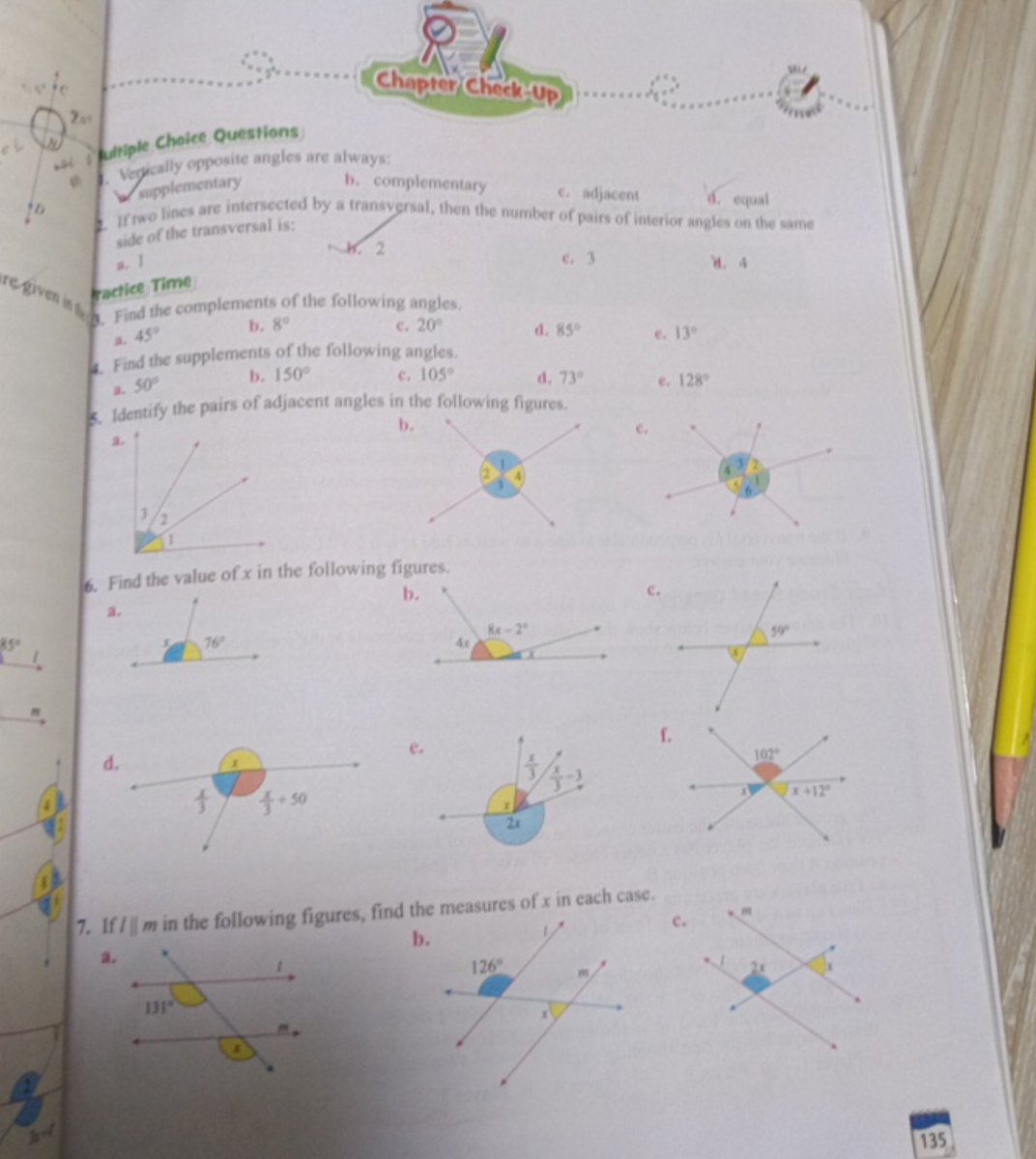 Multiple Choice Questions Vertically opposite angles are always: a. su..