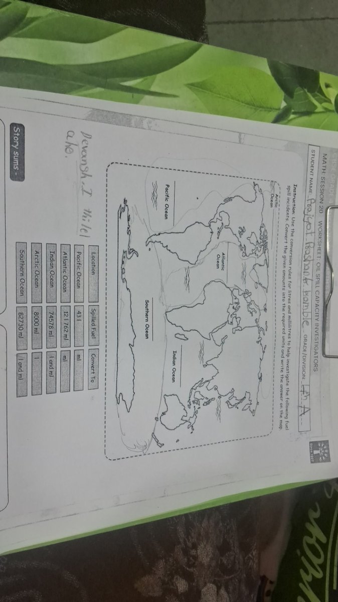 MATH: SESSION 20 WORKSHEET: OIL SPILL CAPACITY INVESTIGATORS STUDENT NAME..