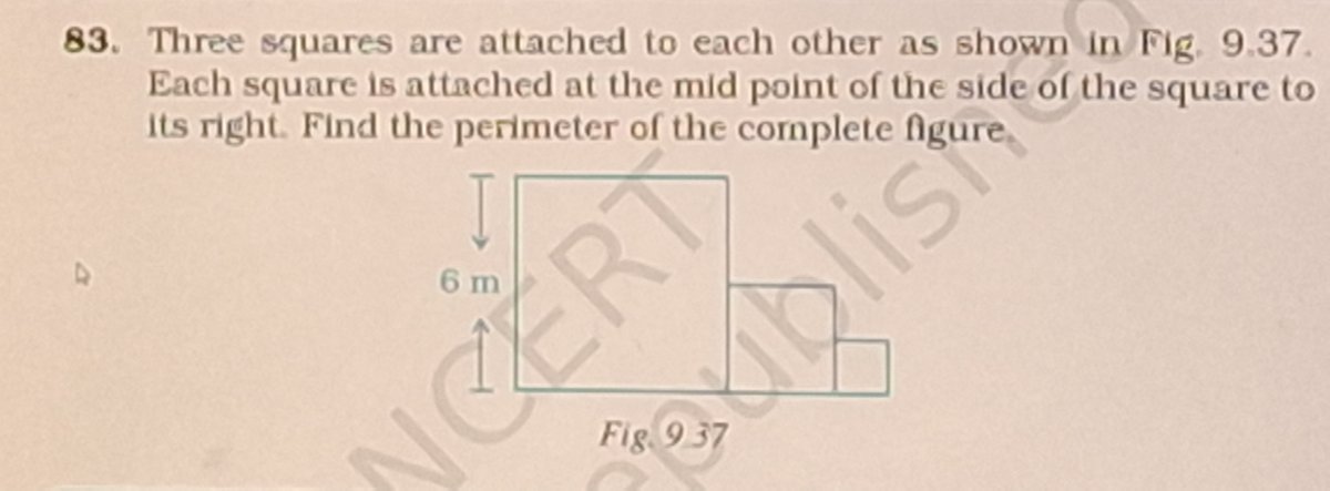 Three squares are attached to each other as shown in Fig. 9.37. Each squa..