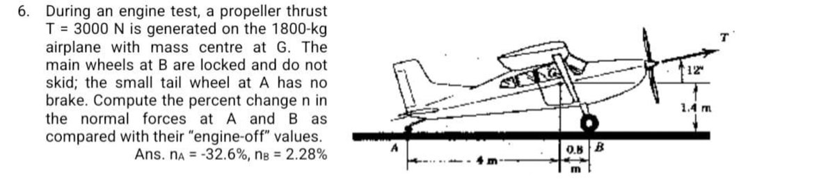 During an engine test, a propeller thrust \mathrm { T } = 3000 \mathrm