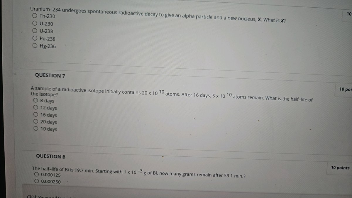 Uranium-234 undergoes spontaneous radioactive decay to give an alpha part..