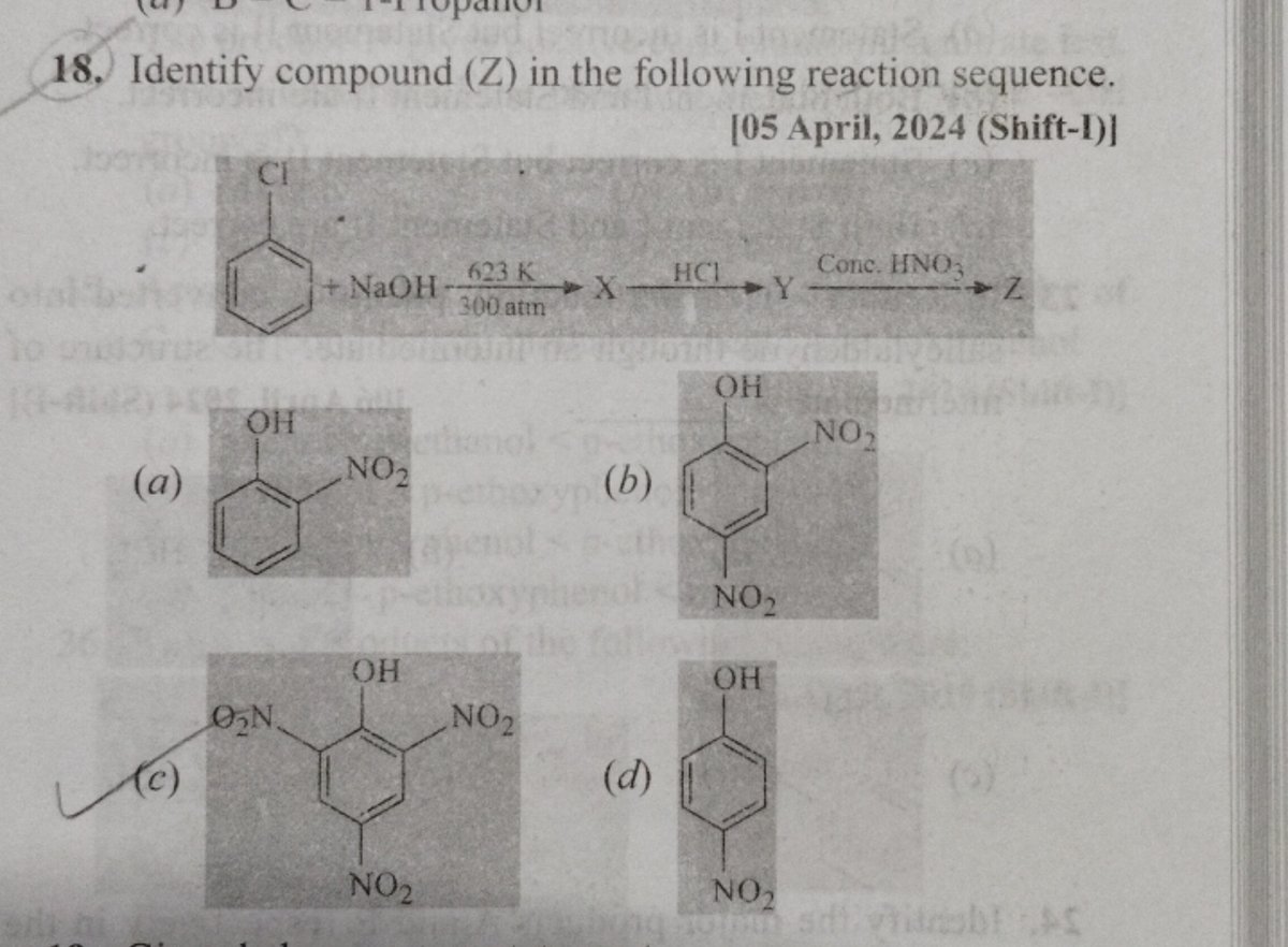 Identify compound (Z) in the following reaction sequence. [05 April, 202..