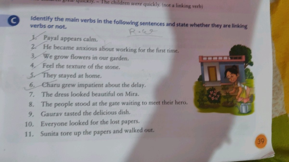 Identify the main verbs in the following sentences and state whether they..