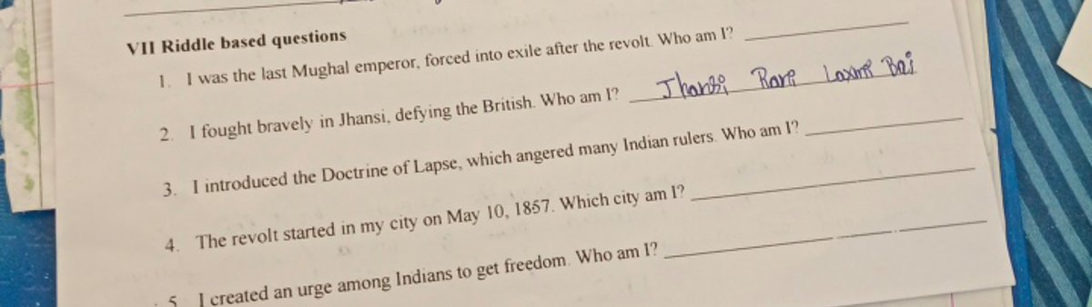 VII Riddle based questions I was the last Mughal emperor, forced into exi..