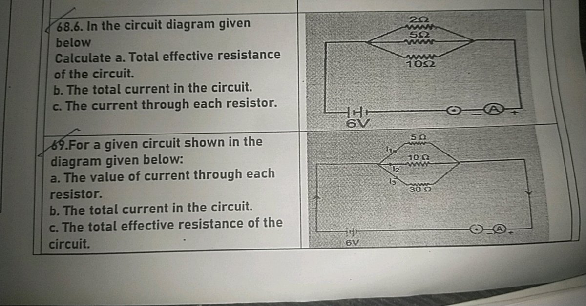 68.6. In the circuit diagram given below Calculate a. Total effective res..