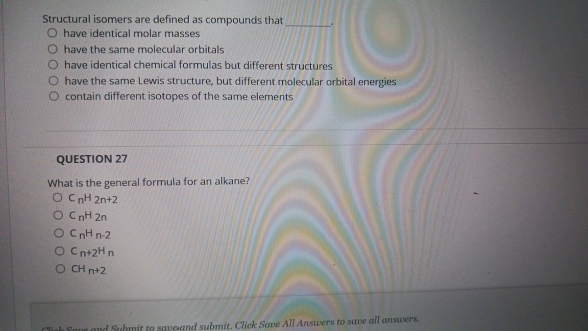Structural isomers are defined as compounds that have identical molar ma..