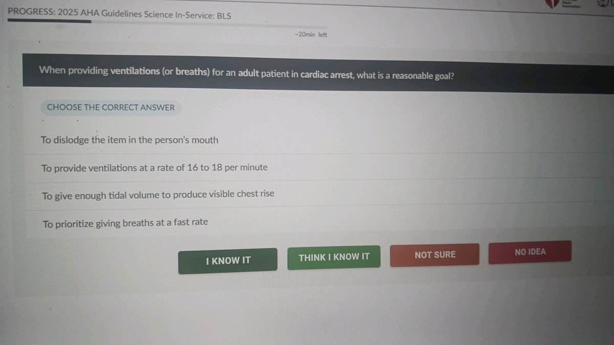 When providing ventilations (or breaths) for an adult patient in cardiac