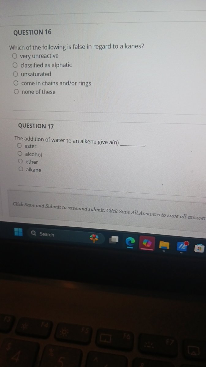QUESTION 16 Which of the following is false in regard to alkanes? O very