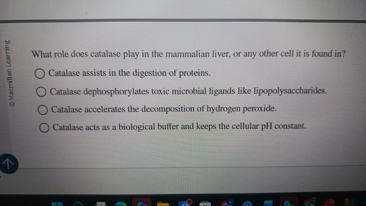 What role does catalase play in the mammalian liver, or any other cell it..