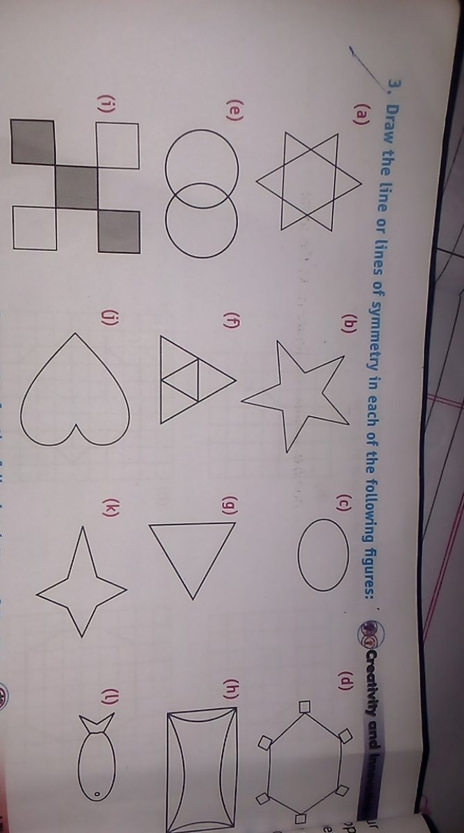 Draw the line or lines of symmetry in each of the following figures: (a)