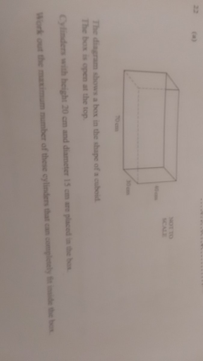 The diagram shows a box in the shape of a cuboid. The box is open at the