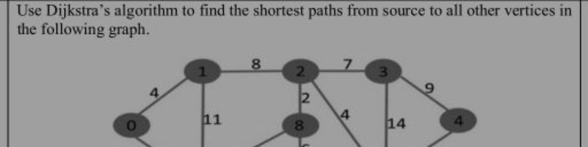 Use Dijkstra's algorithm to find the shortest paths from source to all ot..