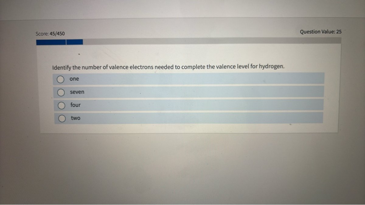 Identify the number of valence electrons needed to complete the valence l..