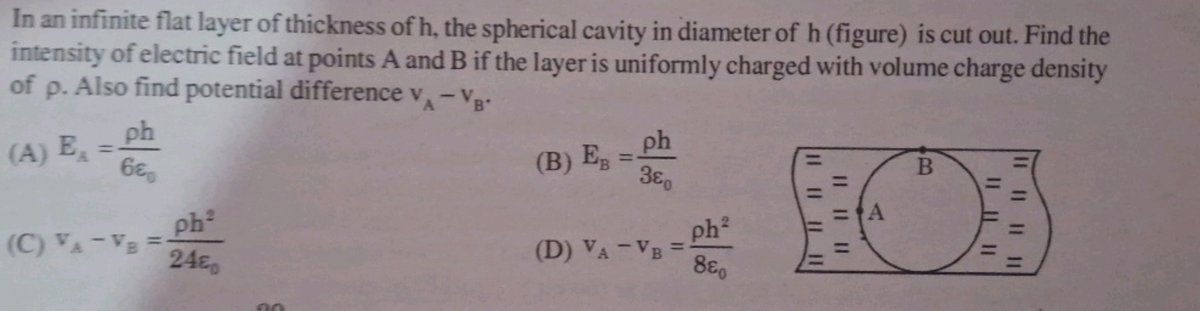 In an infinite flat layer of thickness of h, the spherical cavity in diam..