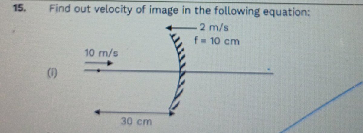 Find out velocity of image in the following equation: (i) | Filo
