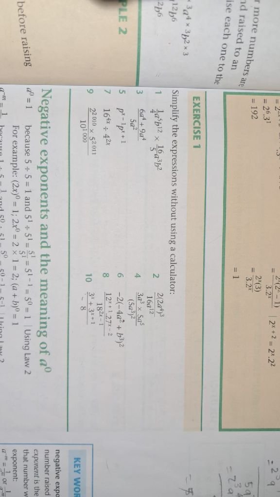Simplify the expressions without using a calculator: \frac{1}{4}a^5b^{12..
