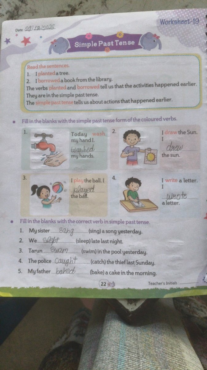 Fill in the blanks with the simple past tense form of the coloured verbs...