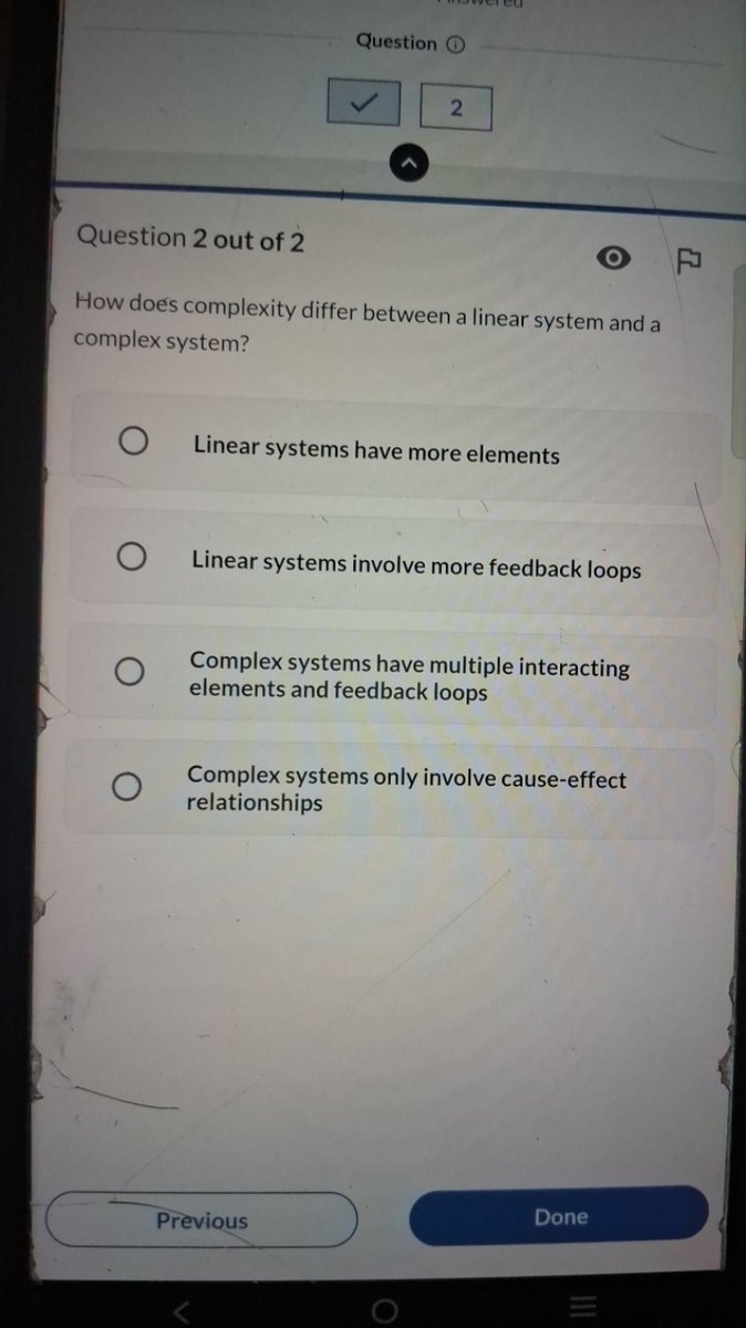 How does complexity differ between a linear system and a complex system?