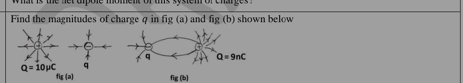 Find the magnitudes of charge q in fig (a) and fig (b) shown below | Filo
