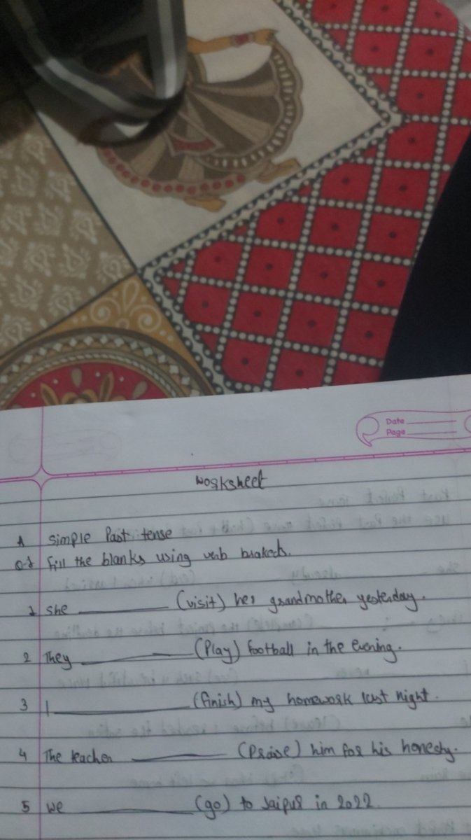 A. Simple Past tense Q-1 Fill in the blanks using verbs in brackets. She..