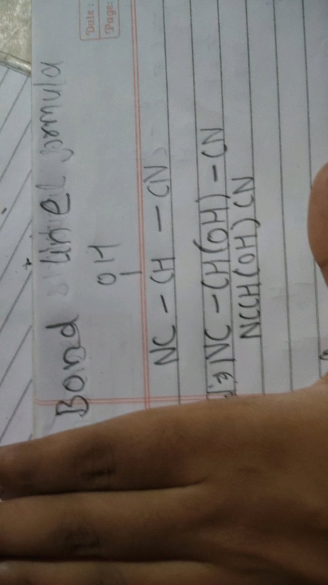 Bond line formula OH | NC - CH - CN NC - CH(OH) - CN NCCH(OH)CN | Filo