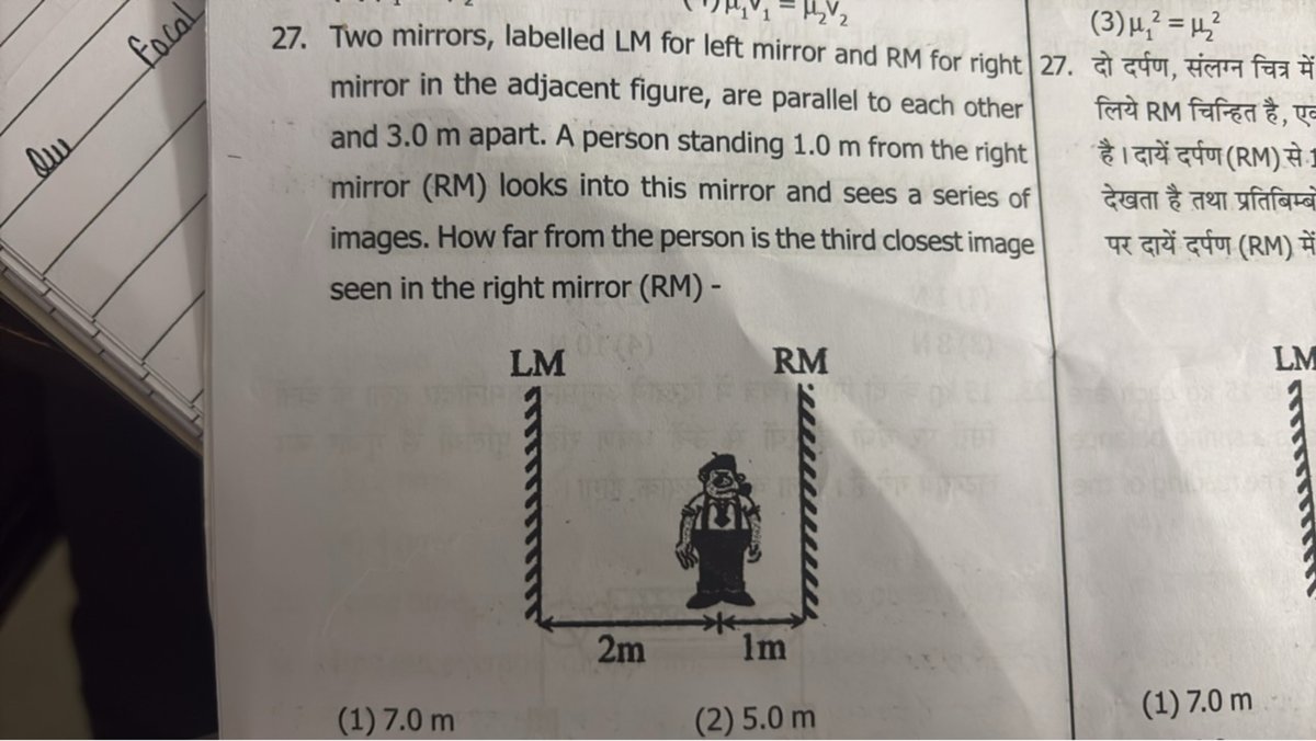 Two mirrors, labelled LM for left mirror and RM for right mirror in the a..