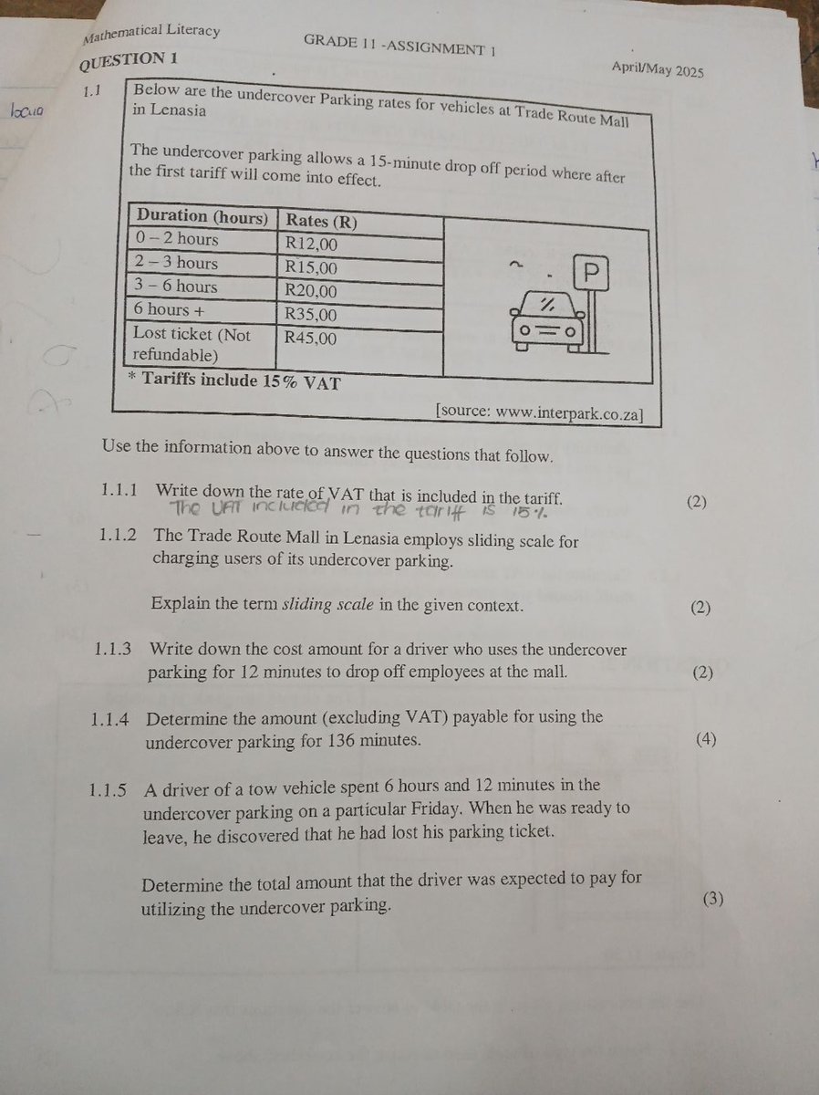 Mathematical Literacy GRADE 11 -ASSIGNMENT 1 QUESTION 1 April/May 2025 1...