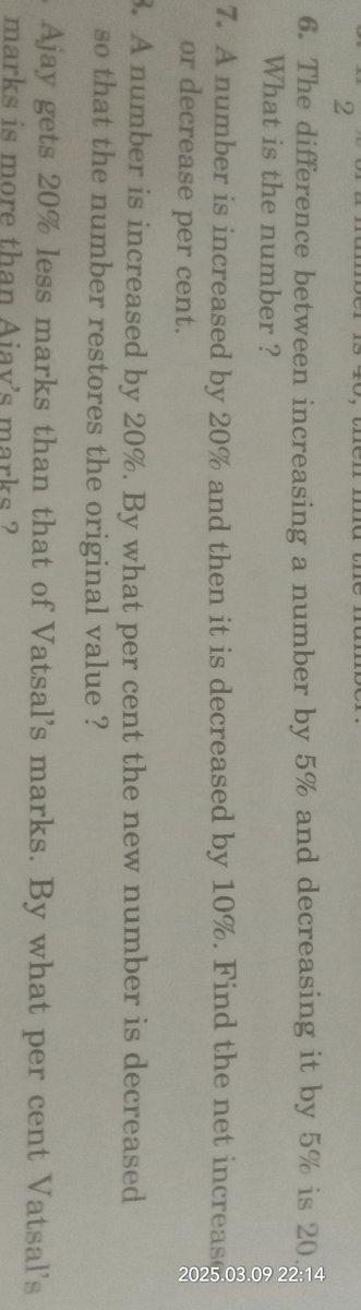 2 The difference between increasing a number by 5% and decreasing it by 5..