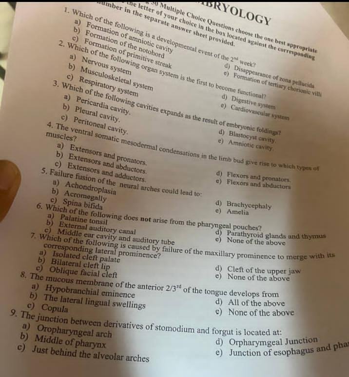50 Multiple Choice Questions choose the one best appropriate the letter o..