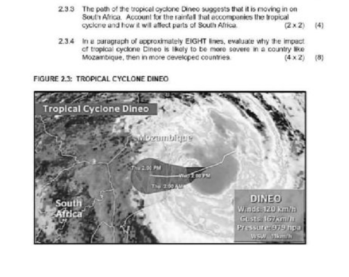 2.3.3 The path of the tropical cyclone Dineo suggests that it is moving i..