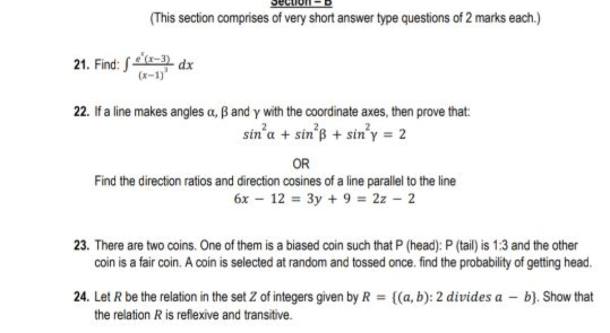 Section - B (This section comprises of very short answer type questions o..