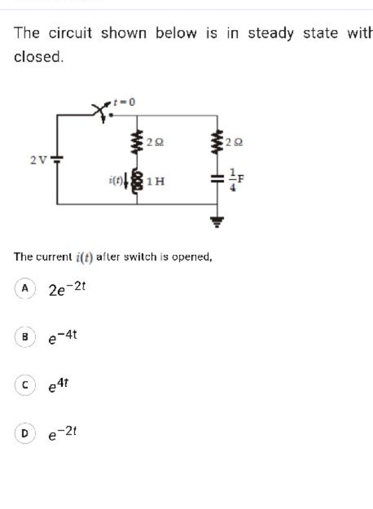 The circuit shown below is in steady state with the switch closed. (Circ..