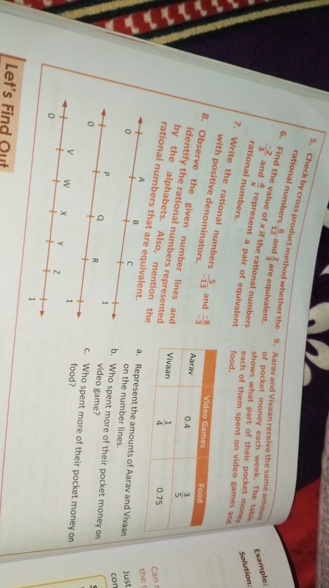 Here are several math problems: 5. Check by cross product method whether..