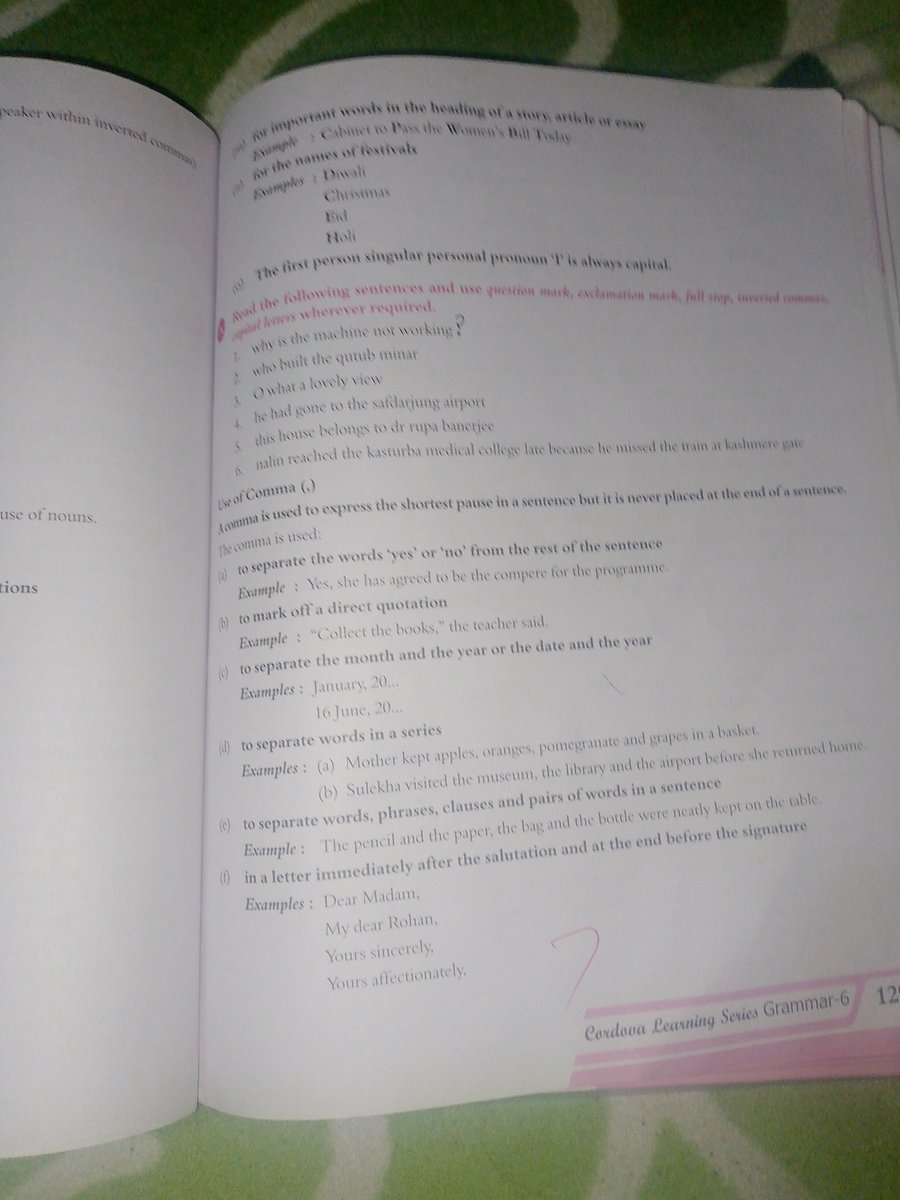 Read the following sentences and use question mark, exclamation mark, ful..