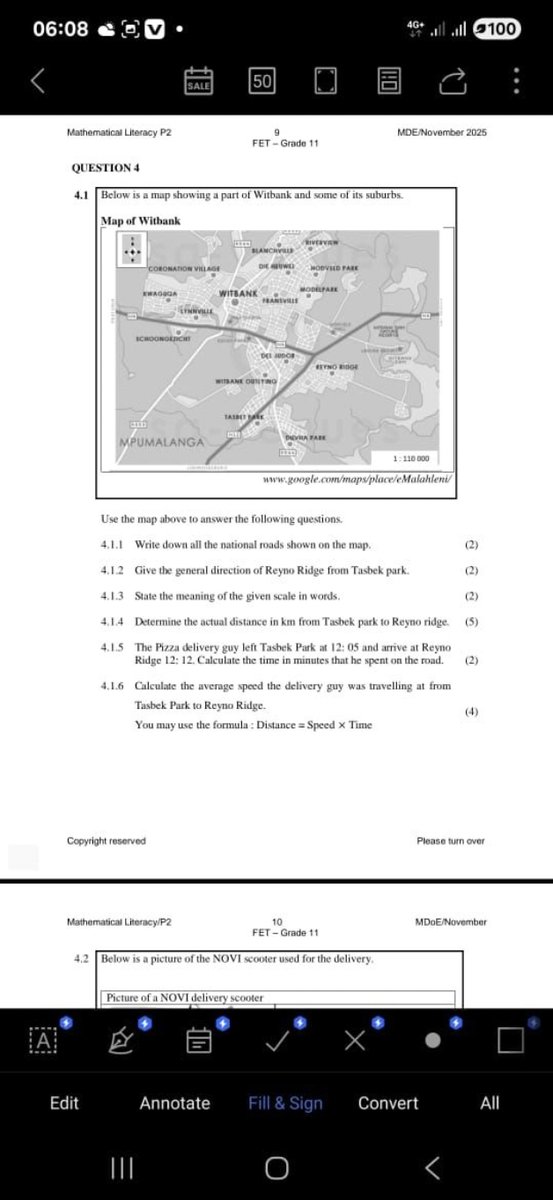 QUESTION 4 4.1 Below is a map showing a part of Witbank and some of its