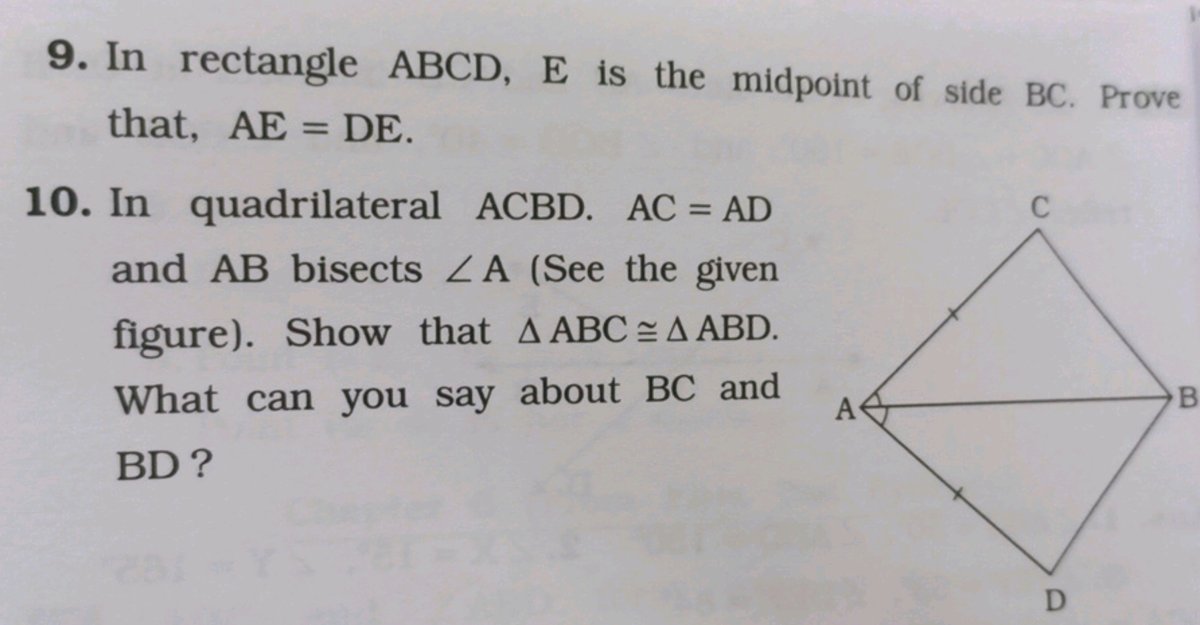 In rectangle ABCD, E is the midpoint of side BC. Prove that, AE = DE. In
