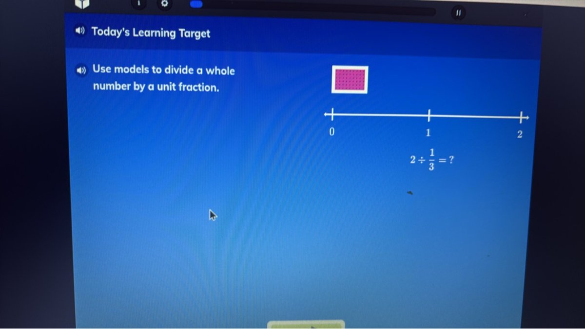 Today's Learning Target: Use models to divide a whole number by a unit fr..